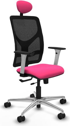 Piqueras y Crespo Schreibtischstuhl mit Rollen, Rosa, mit wei&szlig;en und schwarzen Armlehnen, h&ouml;henverstellbare Lendenwirbelst&uuml;tze und festes Kopfteil, ausgestattet mit Syn