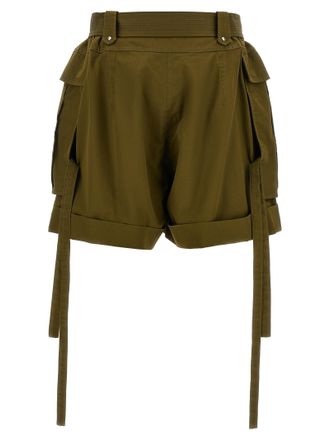Alexander McQueen Womens Bicolor Cotton Bermuda Shorts