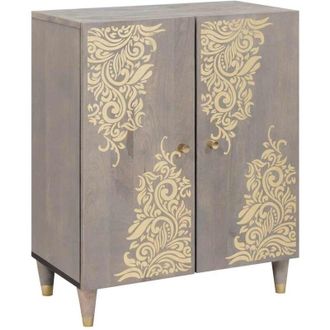 vidaXL Buffet Gris et or 60 x 33.5 x 75 cm Bois de manguier massif vidaXL