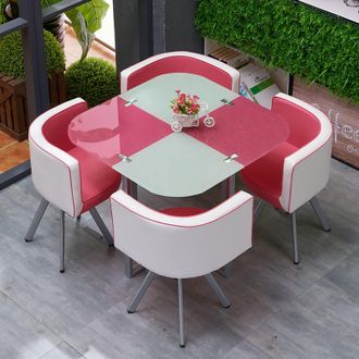 Generic 5-teiliges K&uuml;chen-Esszimmer-Set, runder Fr&uuml;hst&uuml;ckstisch mit 4 St&uuml;hlen, runder Konferenztisch f&uuml;r K&uuml;che/Esszimmer