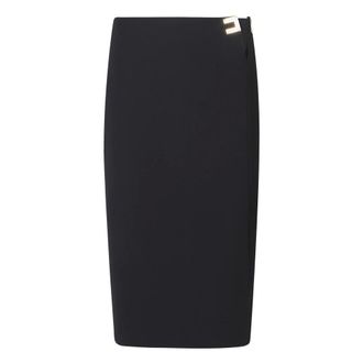 Elisabetta Franchi Femme, Jupes, Noir, Taille: 40 FR Logo-embellishment Side-slit Midi Skirt