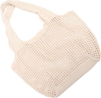 IFUNDOM ifundom Paquet Fourre-Tout d&Eacute;t&eacute; pour Femmes en Tissu Ajour&eacute; Tricot&eacute; Grand Paquet de Plage Creux en Maille Couleur Beige Abricot L&eacute;ger et Spacieux pour