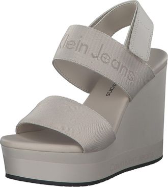 Calvin Klein Jeans Damen Sandalen mit Plateau, Beige (Eggshell), 40