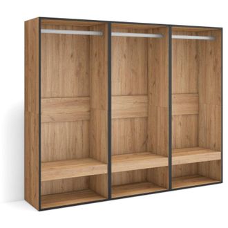 Skraut Home Offener Kleiderschrank, Kleidung, Schuhe, 180x145x35 cm, F&uuml;r Schlafzimmer, Zimmer, Garderobenschrank, Moderner Stil, Eiche - Skraut Home