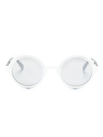 Moncler Sonnenbrille mit rundem Gestell - Wei&szlig;