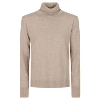 Max Mara Pull &agrave; col roul&eacute; avec coudi&egrave;res - Femme - Pulls - Beige - Taille: 38 FR