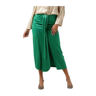 Greek Archaic Kori Gr&uuml;ner Satin Midirock mit Schlitz vorne - - Skirts - Damen - Gr&uuml;n - S