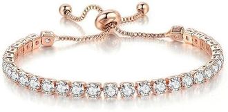 Generic Bracelet de Tennis pour Femme, Bracelet Coulissant r&eacute;glable en plaqu&eacute; Or Rose incrust&eacute; de zircons cubiques Taille Diamant scintillantsOp&eacute;ration Facile