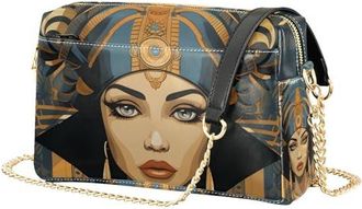 Mnsruu Sacs à bandoulière pour femme, sac à main en cuir avec peinture de la reine égyptienne