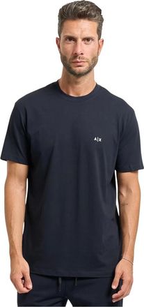 A|X Armani Exchange Homme, Tops, Bleu, Taille: XL T-shirt &agrave; Manches Courtes avec Broderie A|X