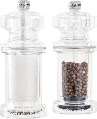Cole & Mason 605 Salz und Pfeffermühle,2er Set Manuell mit einstellbar, Acryl, 14.4cm, Precision+ mit Keramikmahlwer, Mühle für Salz, Pfeffer, Gewürze, H233074