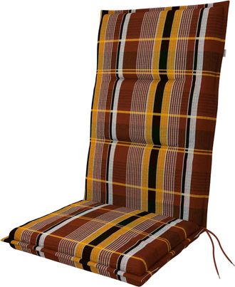 Doppler Hochlehner Spot / 4er-Set/Gartenstuhlauflage/Hochlehner/Braun kariert/ca. 119 x 48 x 5 cm