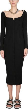 Philosophy di Lorenzo Serafini Femme, Robes, Noir, Taille: 38 FR Fitted Knit Midi Dress
