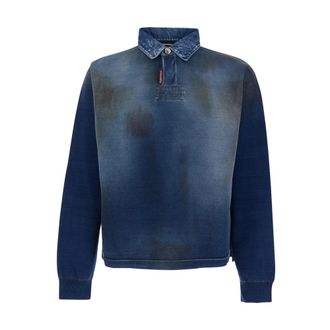 Dsquared2 Homme, Sweatshirts et sweats &agrave; capuche, Bleu, Taille: M SweaT-shirt &agrave; col polo