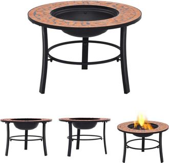 vidaXL Vidaxl - The Living Store Feuerstelle Mosaik Keramik Terracotta 68 cm - Kamine - Braun