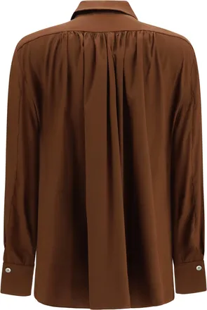 Ella Silk With Back Gathering Shirt - Brown