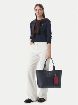 Tommy Hilfiger Handtasche Th Icon Tote Mono AW0AW19004 Dunkelblau