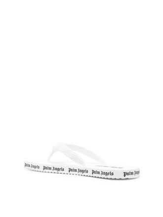 Palm Angels Womens Logo-Embossed Flip Flops White Rubber Sandal