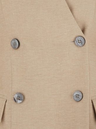 Tela Womens Double-Breasted Jacket Linen Blend Beige Blazers