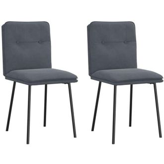 vidaXL Esszimmerst&uuml;hle 2 Stk. Dunkelgrau Samt Vidaxl