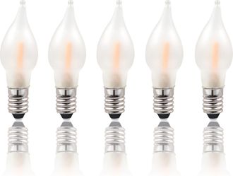 Hellum Hellum LED Ersatz-Kerzen für Schwibbogen, 5 Stück 10-55V 0,5W Riffelkerze für Weihnachtsbaum Kerzen Lichterketten innen mit 4-24 Brennstellen, Birnen 