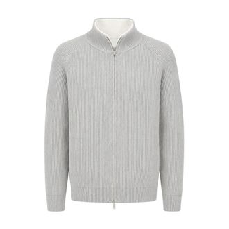 Lardini Gerippte Rei&szlig;verschluss-Strickjacke - - Knitwear - Herren - Grau - S