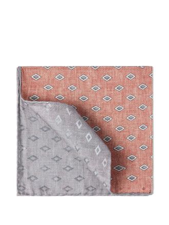 Brunello Cucinelli carr&eacute; de poche en soie &agrave; imprim&eacute; losanges - Orange