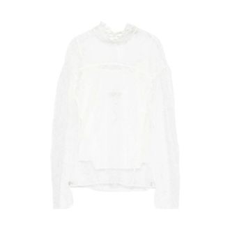 Twinset Femme, Blouses et Chemises, Blanc, Taille: 40 FR Pull en maille avec dentelle et volants