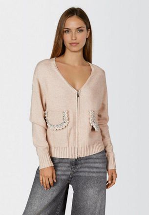Marc Aurel Strickjacke mit Perlen-Applikation