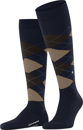 Burlington Herren Kniestrümpfe Edinburgh M Kh Wolle lang gemustert 1 Paar, Blau Marine 6121, 40-46