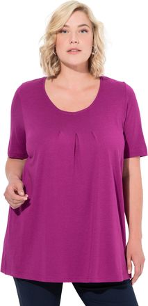 Ulla Popken Damen gro&szlig;e Gr&ouml;&szlig;en &Uuml;bergr&ouml;&szlig;en Plus Size T-Shirt, Zierfalten, A-Linie, Rundhals, Halbarm, Modal Beere 46+ 796473827-46+