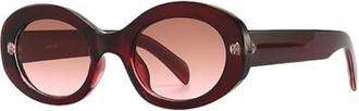 Generic Lunettes de soleil ovales élégantes pour femmes, vintage, populaires, petites lunettes de soleil rondes noires, nuances de luxe UV400, rose thé rouge,