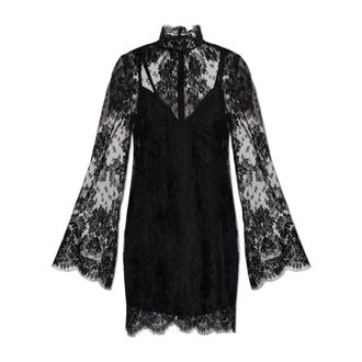 Dolce & Gabbana Femme, Robes, Noir, Taille: 34 FR Robe en dentelle &agrave; col montant