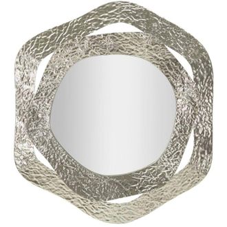 Dmora Spiegel Gerola, Spiegel mit Rahmen, Wanddekorationsartikel, Spiegeldekoration, 66x6 h75 cm, Silber - Dmora