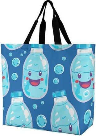 Generic Motif De Bouteille DEau Sac Courses R&eacute;utilisable Tote Bag Grand Sac A Main Femmes Pour Travail Gym Universit&eacute;