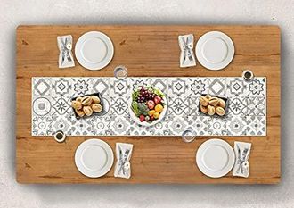 Vilber Vinyl-Tischläufer (38,5 x 155 cm), schmutzabweisend, rutschfest und hitzebeständig, kombinierbar mit Tischsets und Teppichen, Kollar 10