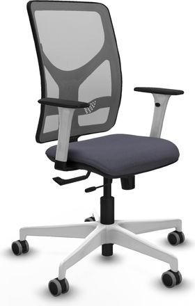 Piqueras y Crespo Schreibtischstuhl aus Stoff mit wei&szlig;en und schwarzen Armlehnen, h&ouml;henverstellbare Lendenwirbelst&uuml;tze, ausgestattet mit Syncro/Traslack und Schneidesch
