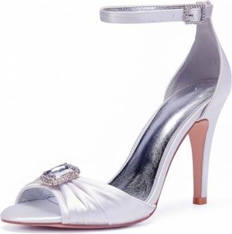 Generic Femmes &Agrave; Talon Haut &Eacute;l&eacute;gant Mari&eacute;e Stylet Talons Et&eacute; Talon Mariage Soir&eacute;e Chaussures Femmes 10.5Cm,Blanc,41 EU