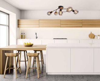 Näve home24 Deckenleuchte Fumoso 26 x 19 x 68cm Schwarz/Braun Klarglas Eisen, lackiert E14