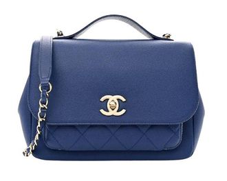 Chanel Blue Quilted Leather Business Affinity Bag