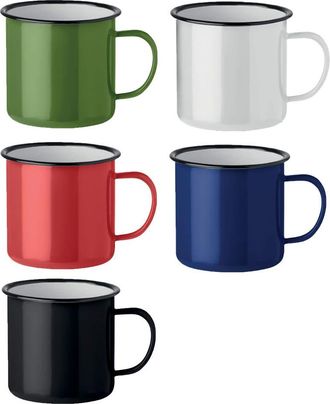 noTrash2003 Kaffeetasse Becher Mug Coffee Trinkbecher Emaille-Becher Vintage Look je 350 ml versch. Farben und Mengen (Farben gemischt, 5er Set)