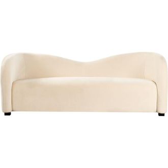 Beliani Beliani - Canap&eacute; 3 places en velours incurv&eacute; blanc - Rembourrage en mousse - Tissu 100% polyester - Design moderne et &eacute;l&eacute;gant