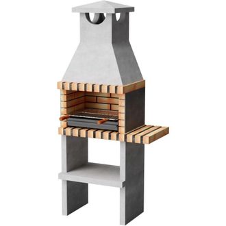 Movelar Movelar - Barbecue en B&eacute;ton Pr&eacute;fabriqu&eacute; avec tr&eacute;teau lat&eacute;ral mini Niza/Zon Plus 1 (Gris, orange - 91 x 46 x 46 cm) - Usage Ext&eacute;rieur