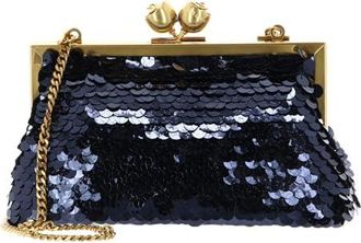 Ted Baker sac de soir&eacute;e pochette Sequinz Rose Detail Sequin Clutch Bag Navy bleu marine