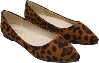 BESPORTBLE OUNONA Chaussures &agrave; Talons Plats pour Femmes Ballerines Pointues L&eacute;opard Marron Taille 43 Chaussures L&eacute;g&egrave;res et Confortables Adapt&eacute;es au Travail et So