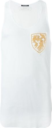 Balmain Tr&auml;gershirt mit Wappen-Stickerei - Wei&szlig;