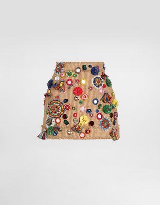 Dolce & Gabbana Minirock Aus Raffia Mit Applikationen - Frau R&ouml;cke Multicolor 40