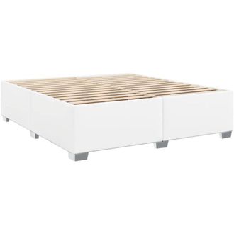 vidaXL Vidaxl - Cadre de lit 200x200 cm en similicuir blanc - Lattes int&eacute;gr&eacute;es pour soutien optimal - Pieds en bois massif pour stabilit&eacute;