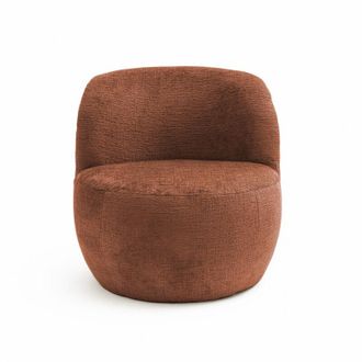 DRAWER Fauteuil rond en tissu chenille - Terracotta - Mo