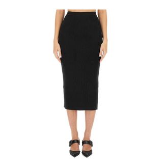 Alexander McQueen Gerippter Strick-Midirock - - Skirts - Damen - Schwarzk - M